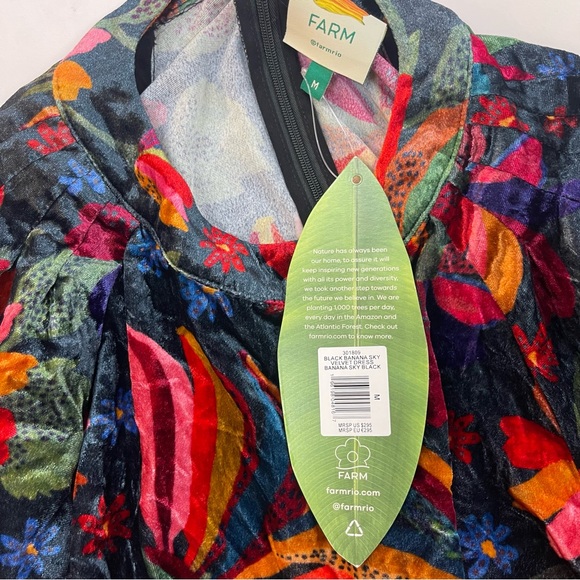 FARM Rio | Dresses | Nwt Farm Rio Black Banana Sky Velvet Mini Dress ...